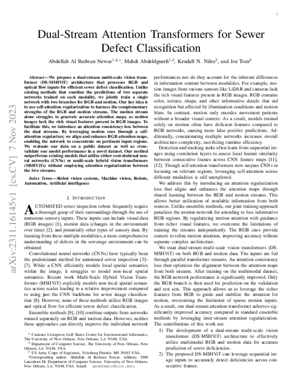 Pdf Dual Stream Attention Transformers For Sewer Defect Classification
