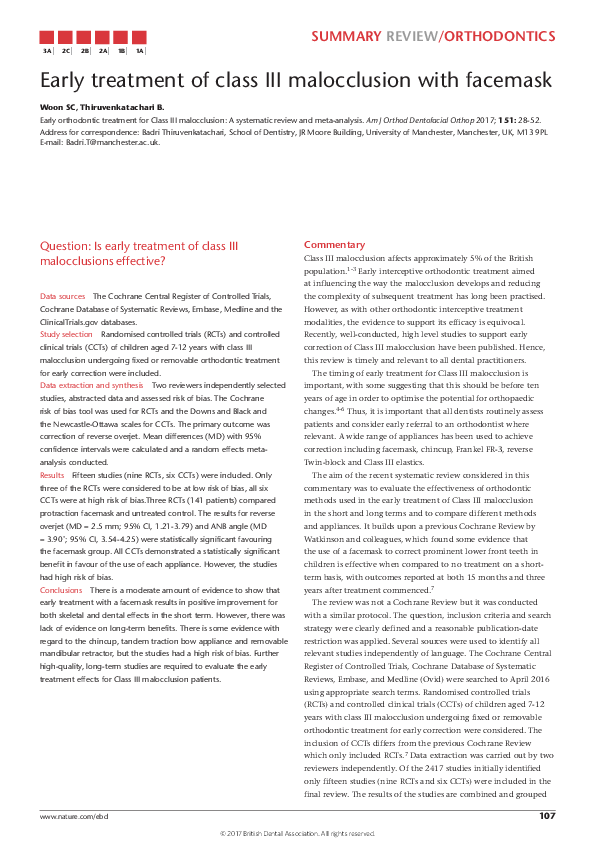 (PDF) Early treatment of Class III malocclusion with RME and facial ...