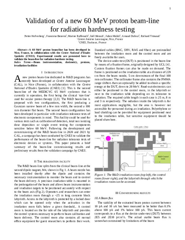 (PDF) Validation of a new 60 MeV proton beam-line for radiation ...