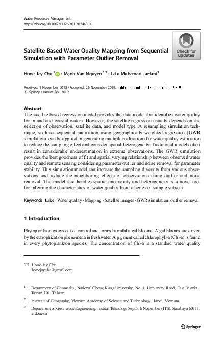 (PDF) Satellite-Based Water Quality Mapping from Sequential Simulation ...