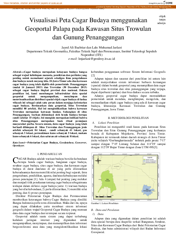 (PDF) Visualisasi Peta Cagar Budaya menggunakan Geoportal Palapa pada Kawasan Situs Trowulan dan ...