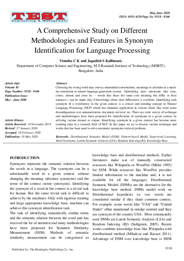 (PDF) A Comprehensive Study on Different Methodologies and Features in ...