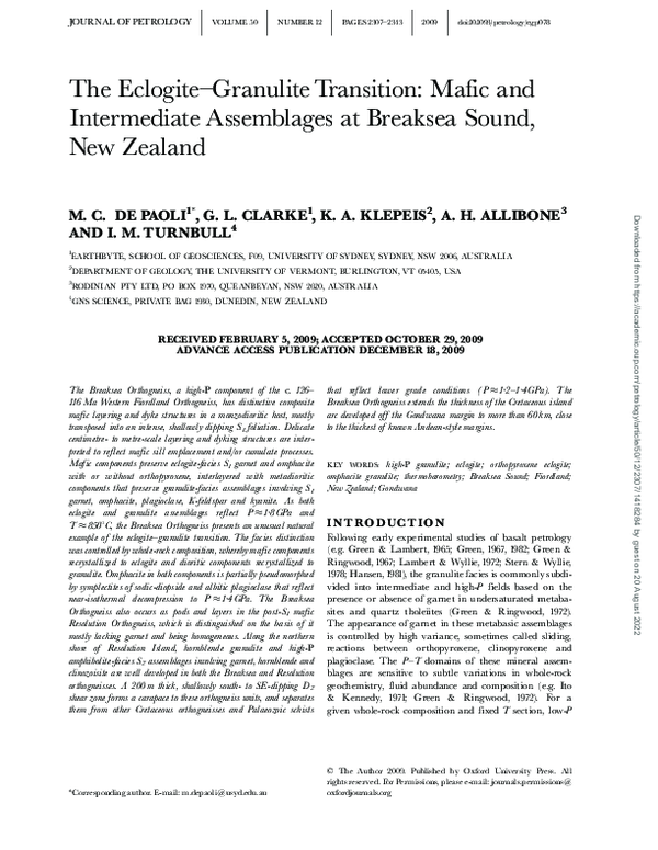(PDF) The Eclogite-Granulite Transition: Mafic and Intermediate ...