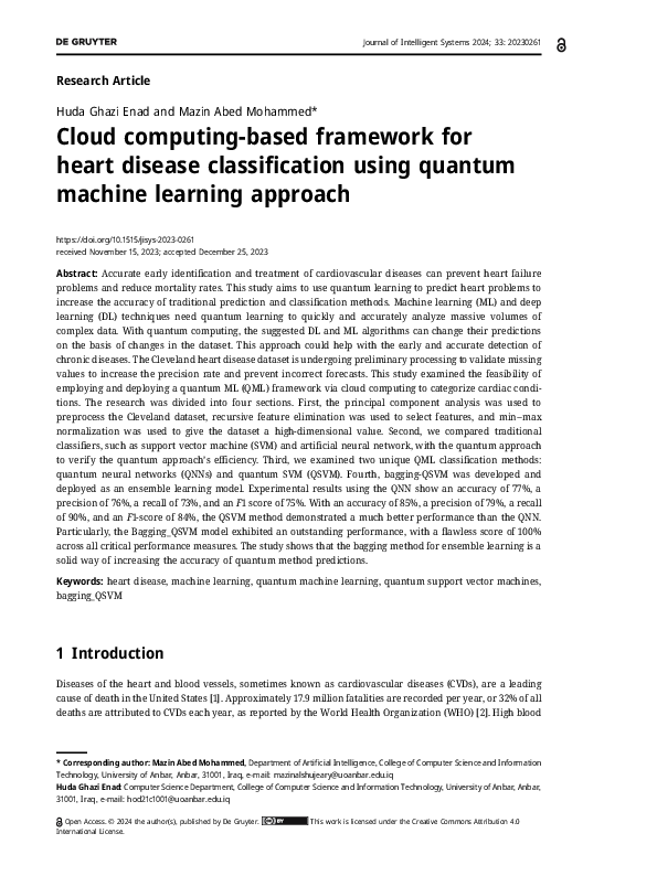(PDF) Cloud computing-based framework for heart disease classification using quantum machine ...