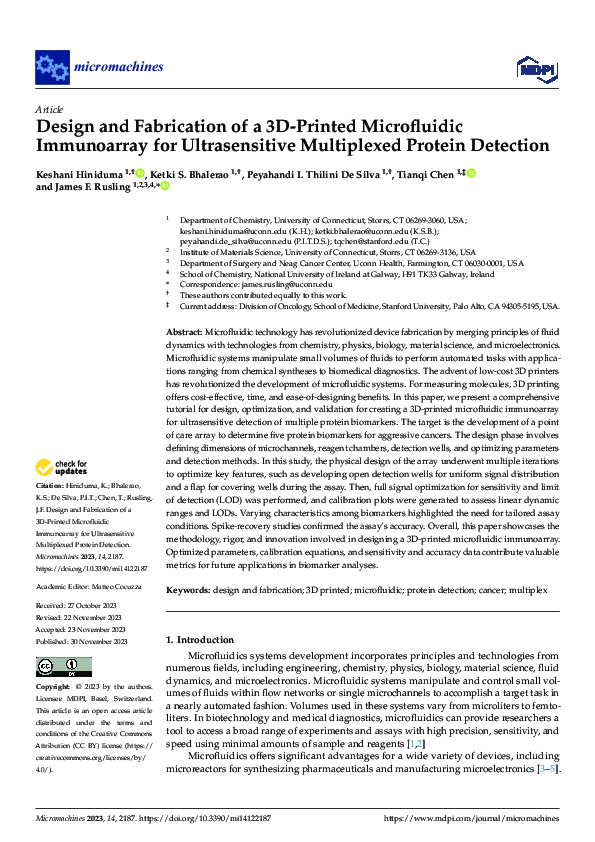 (PDF) Design and Fabrication of a 3D-Printed Microfluidic Immunoarray for Ultrasensitive ...