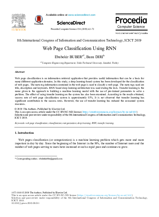 (PDF) Web Page Classification Using RNN