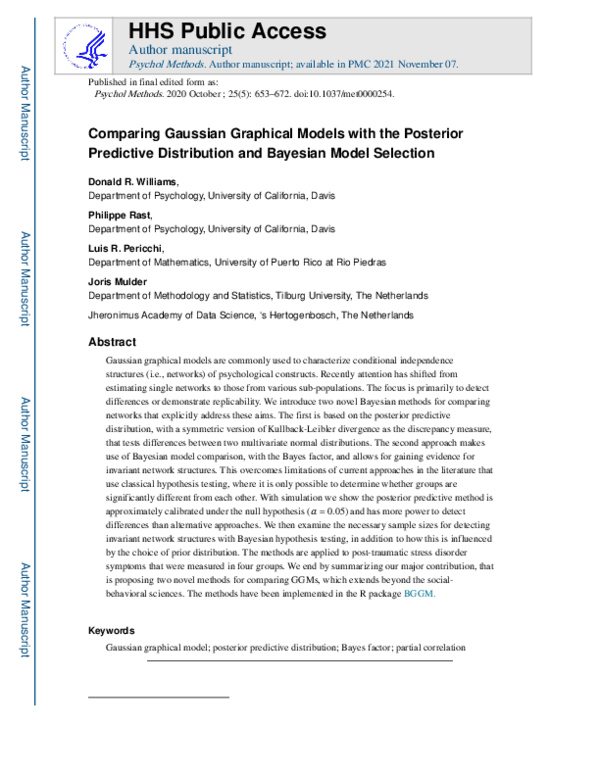 (PDF) Comparing Gaussian Graphical Models with the Posterior Predictive Distribution and ...