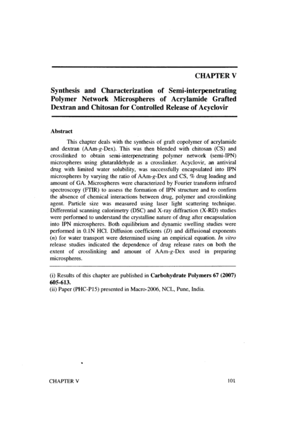 (PDF) Synthesis and characterization of semi-interpenetrating polymer network microspheres of ...
