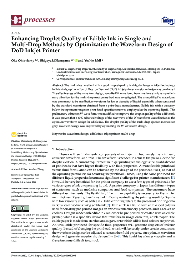 (PDF) Enhancing Droplet Quality of Edible Ink in Single and Multi-Drop ...