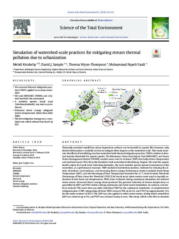 (PDF) Simulation of watershed-scale practices for mitigating stream ...
