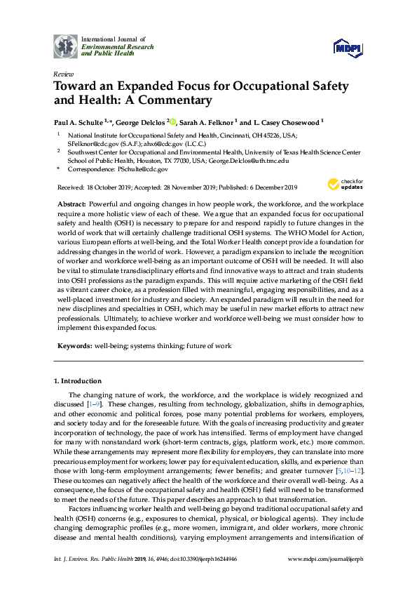 (PDF) Toward an Expanded Focus for Occupational Safety and Health: A ...