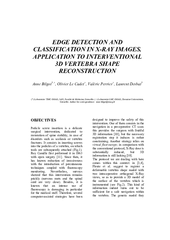 (PDF) Edge detection and classification in X-ray images. Application to interventional 3D ...
