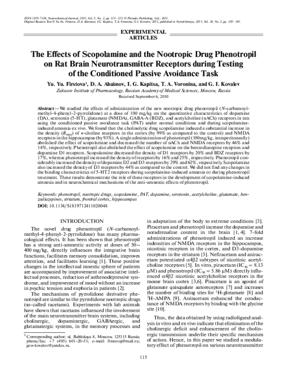 (PDF) The effects of scopolamine and the nootropic drug phenotropil on ...