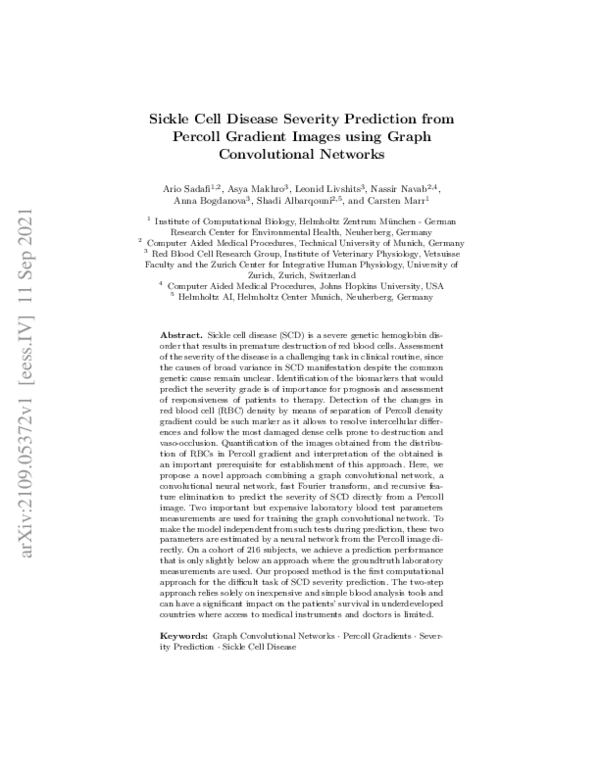 (PDF) Sickle Cell Disease Severity Prediction from Percoll Gradient Images Using Graph ...