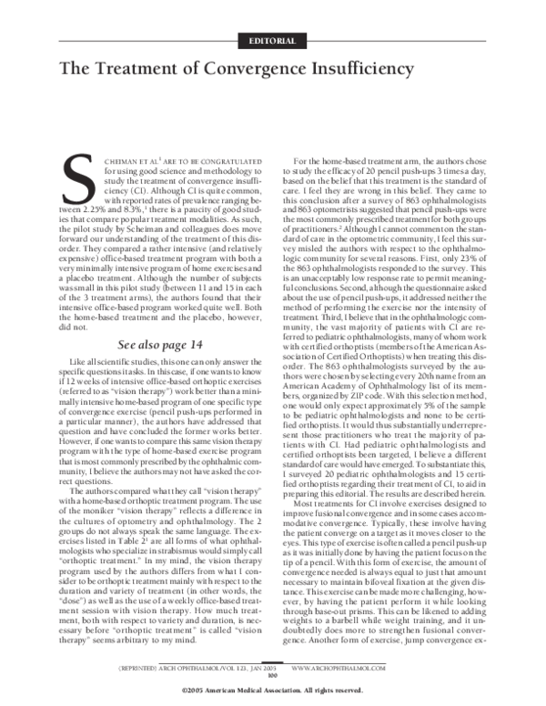 (PDF) Treatment of Convergence Insufficiency