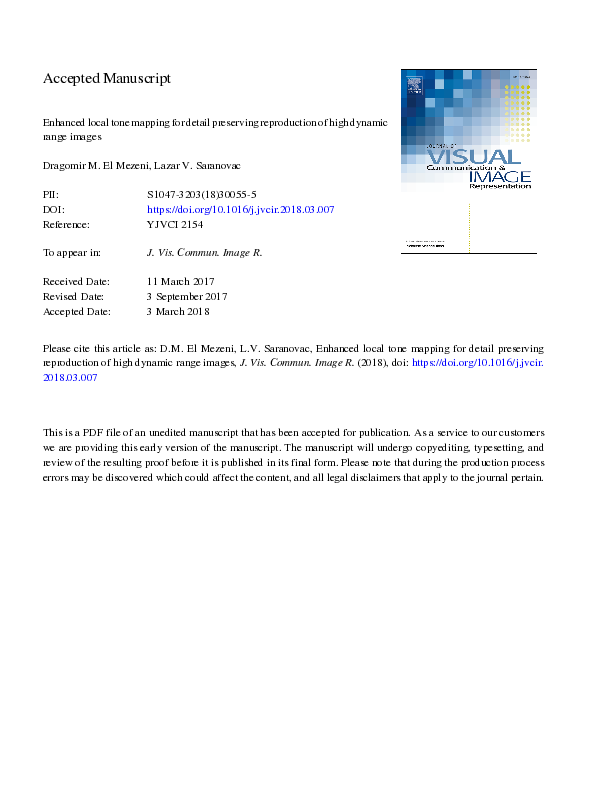 (PDF) Enhanced local tone mapping for detail preserving reproduction of ...