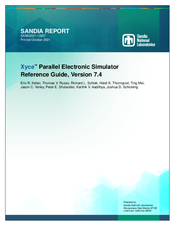 (PDF) Xyce Parallel Electronic Simulator Reference Guide Version 6.11