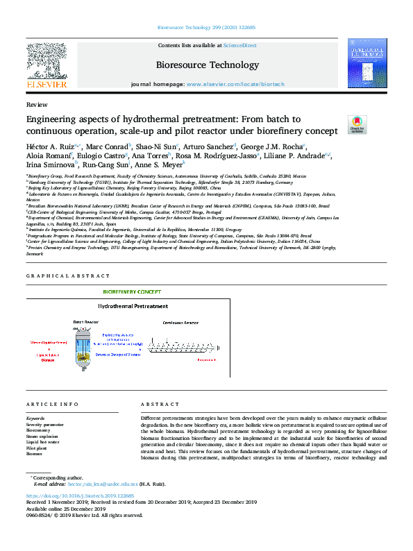 (PDF) Engineering aspects of hydrothermal pretreatment: From batch to continuous operation ...