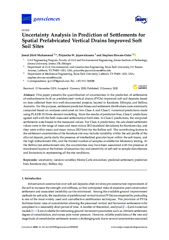 (PDF) Settlement Prediction Uncertainty in Soft Soils