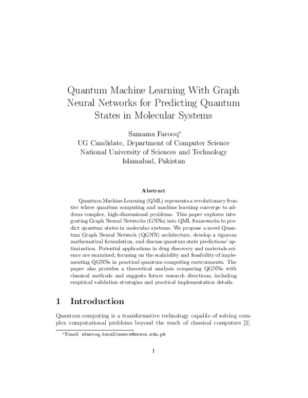 (PDF) Quantum Machine Learning With Graph Neural Networks for ...