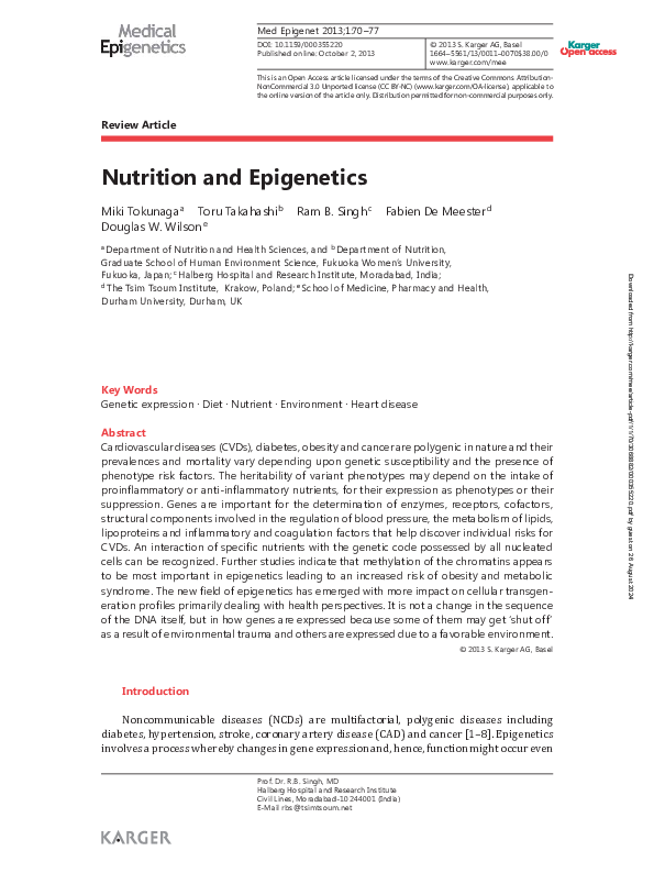 (PDF) Nutrition and Epigenetics