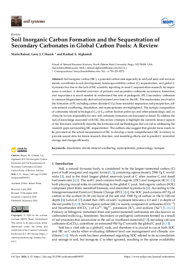 (PDF) Soil Inorganic Carbon Formation and the Sequestration of ...