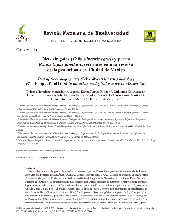 (PDF) Dieta de gatos (Felis silvestris catus) y perros (Canis lupus ...