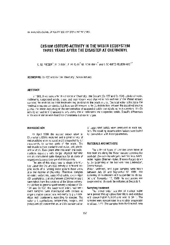 (PDF) Cesium isotope-activity in the Weser ecosystem three years after ...