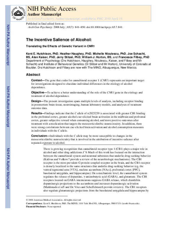 (PDF) The Incentive Salience of Alcohol