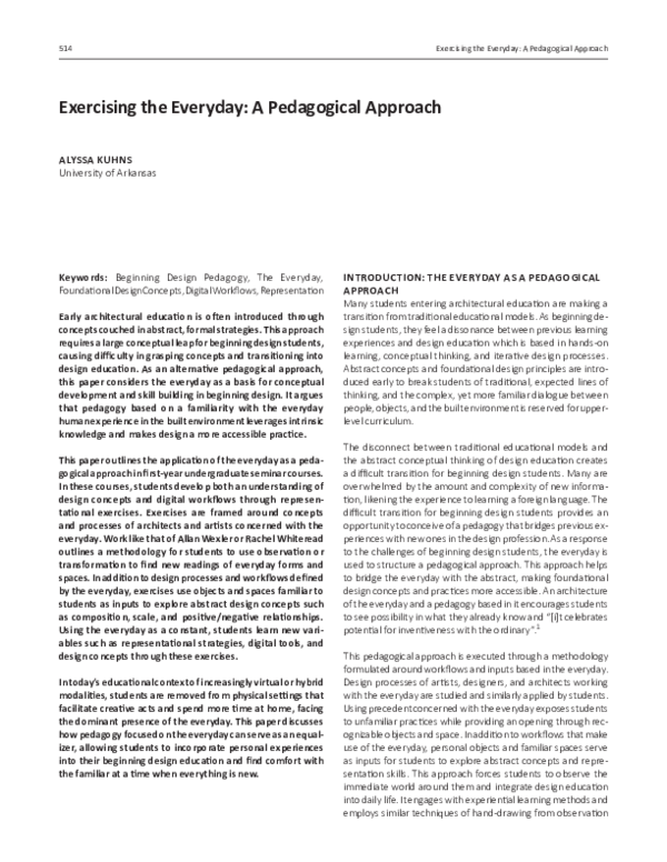 (PDF) Exercising the Everyday: A Pedagogical Approach