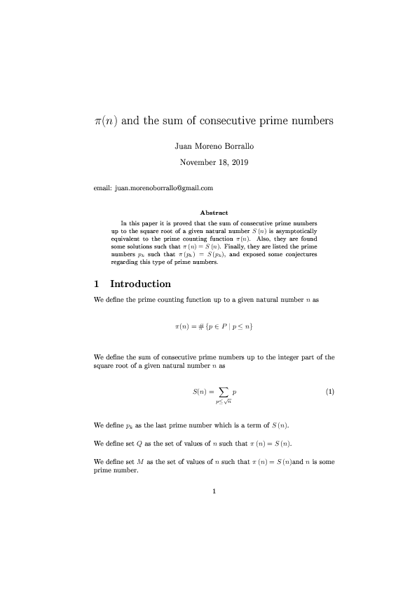 Pdf The Prime Counting Function And The Sum Of Prime Numbers