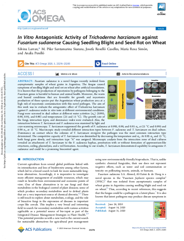 (PDF) In vitro antagonistic activity of Trichoderma harzianum against soilborne fungal pathogens