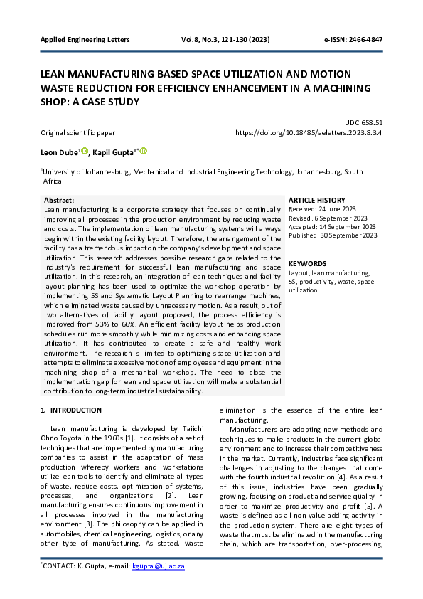 (PDF) Lean Manufacturing Based Space Utilization and Motion Waste ...