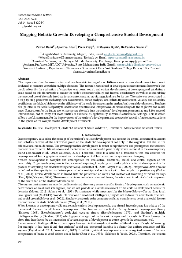 (PDF) Mapping Holistic Growth: Developing a Comprehensive Student ...