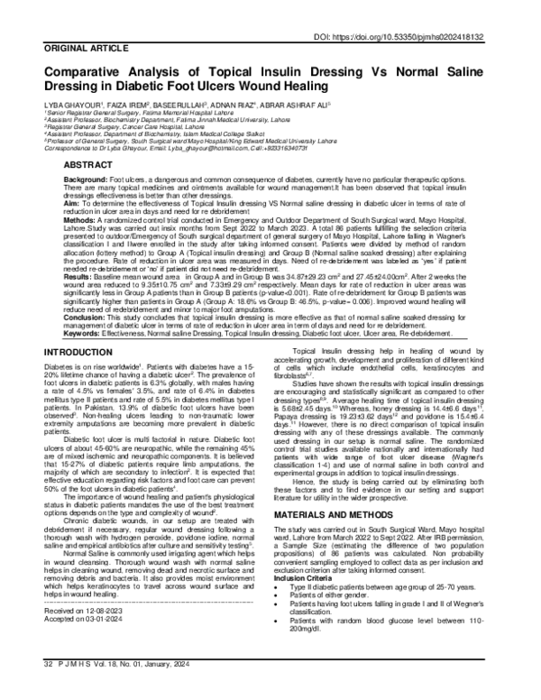 (PDF) Comparative Analysis of Topical Insulin Dressing Vs Normal Saline ...