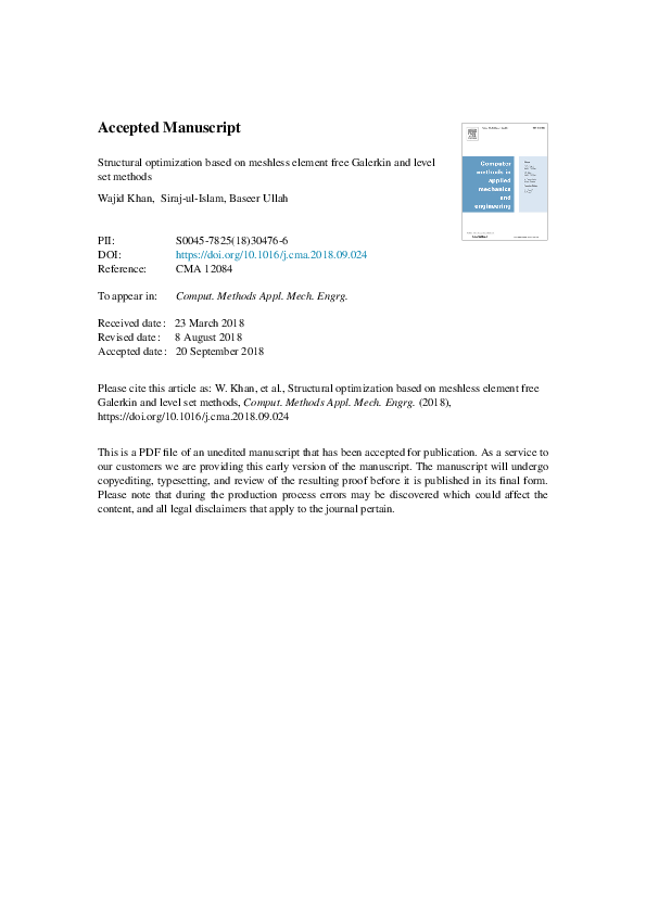 (PDF) Structural optimization based on meshless element free Galerkin and level set methods