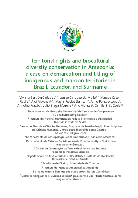 (PDF) Territorial rights and biocultural diversity conservation in ...