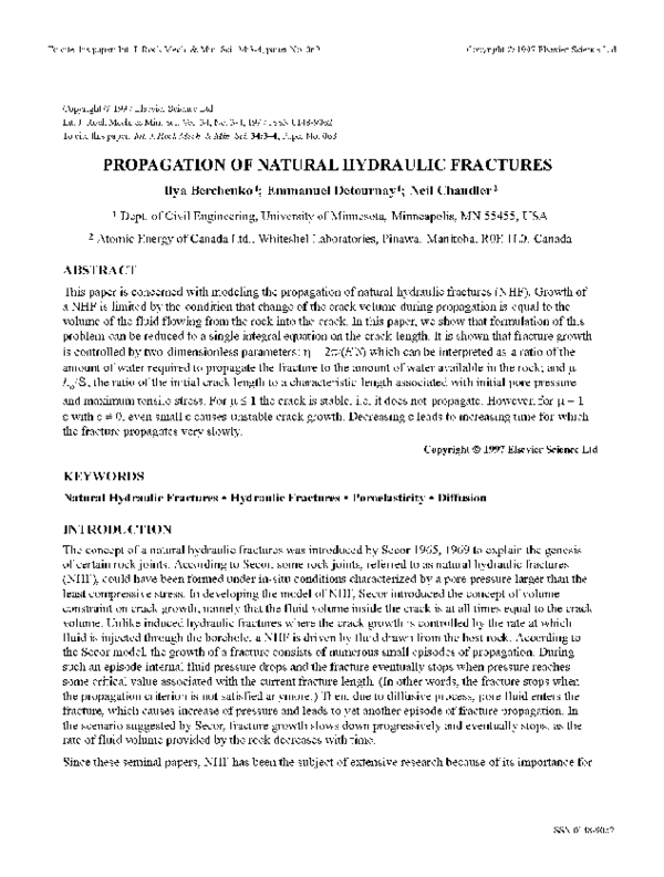 Pdf Propagation Of Natural Hydraulic Fractures