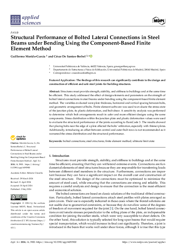 (PDF) Structural Performance of Bolted Lateral Connections in Steel Beams under Bending Using ...