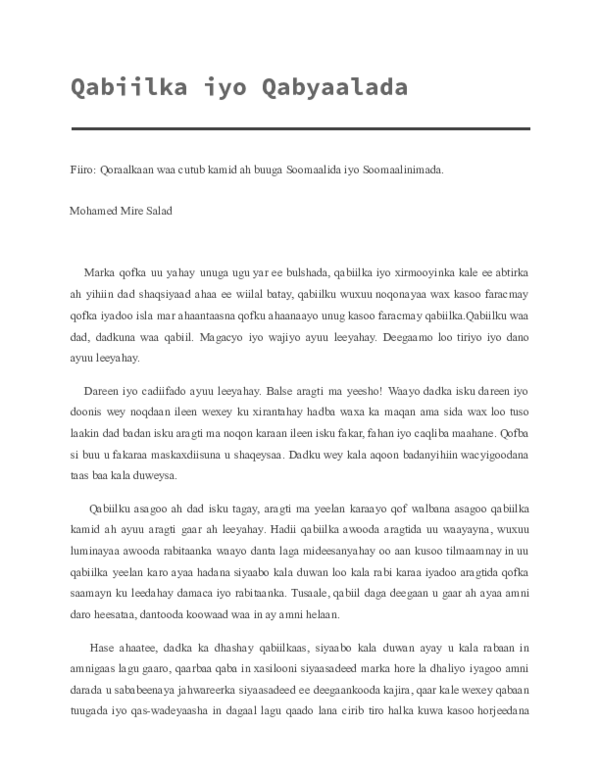 (PDF) Qabiilka iyo Qabyaalada