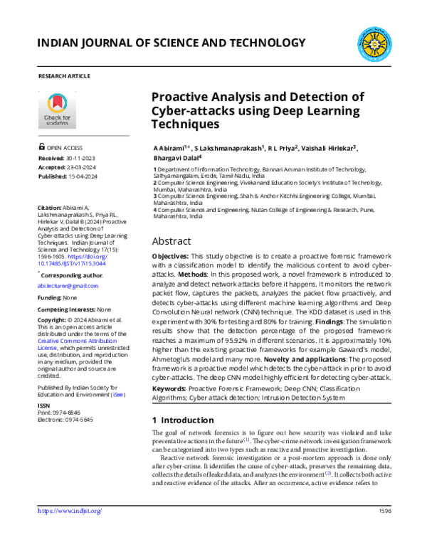 (PDF) Proactive Analysis and Detection of Cyber-attacks using Deep Learning Techniques