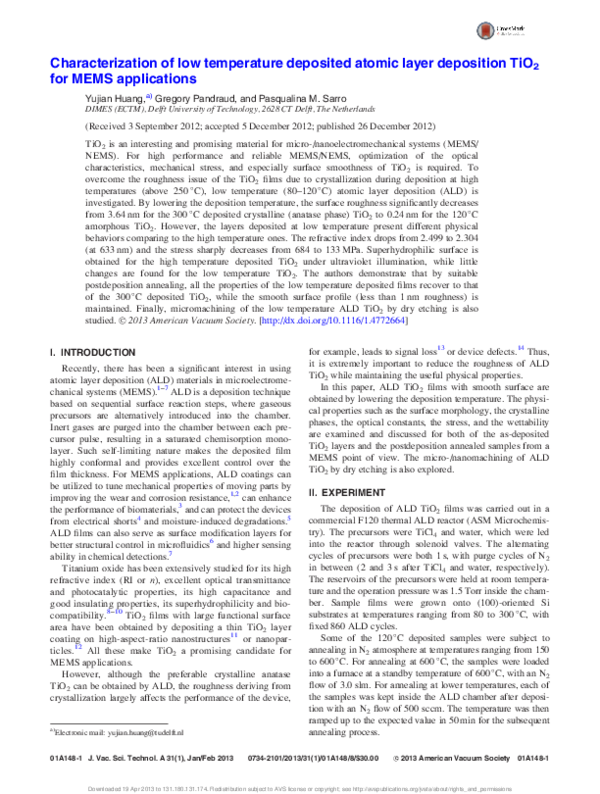 (PDF) Characterization of low temperature deposited atomic layer ...