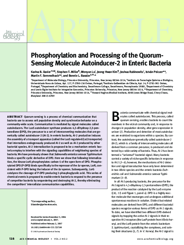 (PDF) Phosphorylation and Processing of the Quorum-Sensing Molecule ...