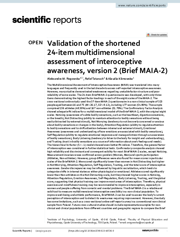 (PDF) Validation of the shortened 24-item multidimensional assessment ...