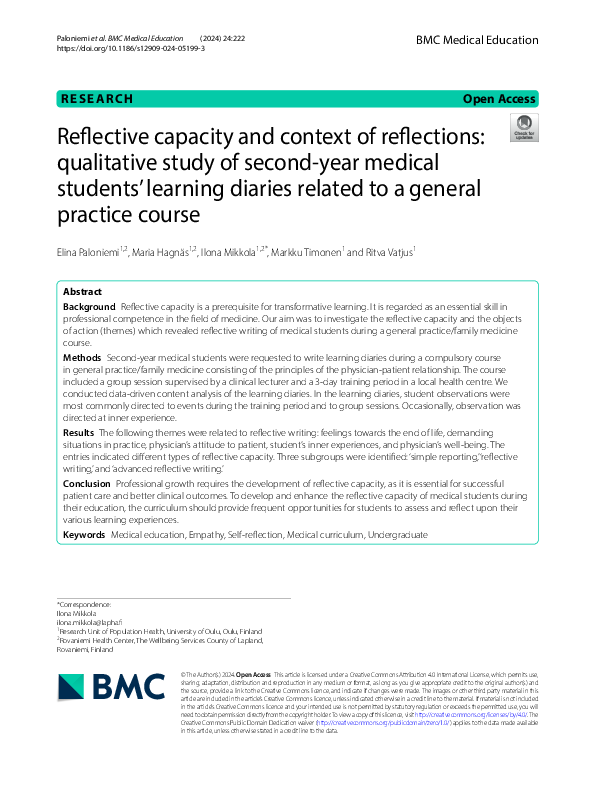 (PDF) Reflective capacity and context of reflections: qualitative study ...