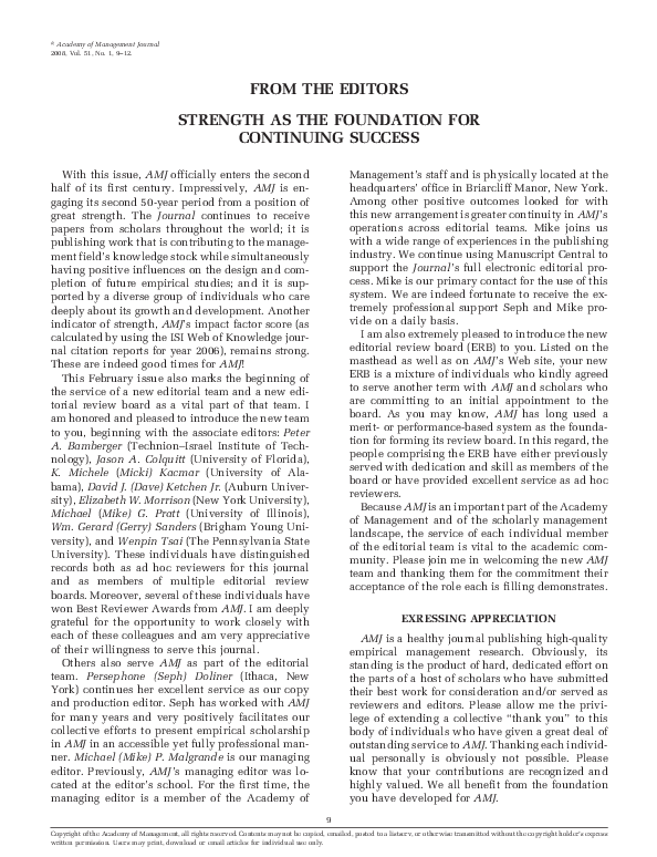 (PDF) Strength as the Foundation for Continuing Success