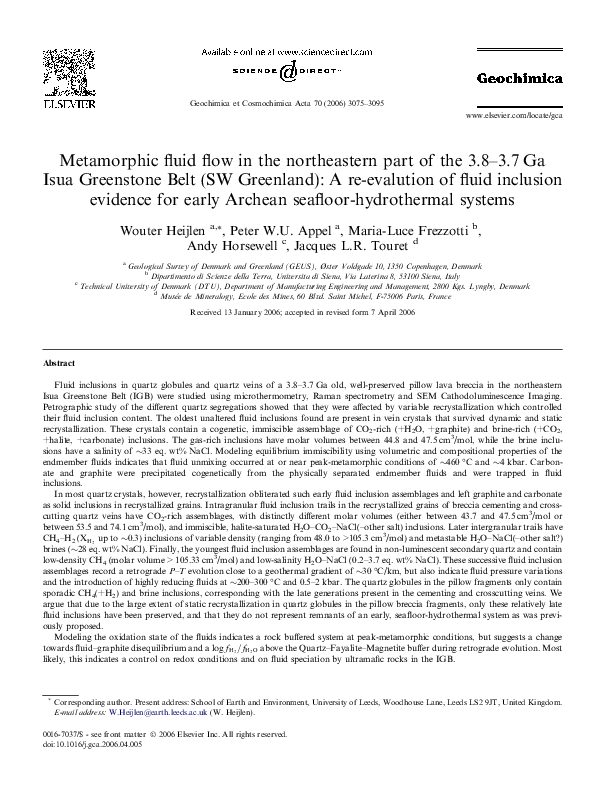 (PDF) Metamorphic fluid flow in the northeastern part of the 3.8–3.7Ga ...