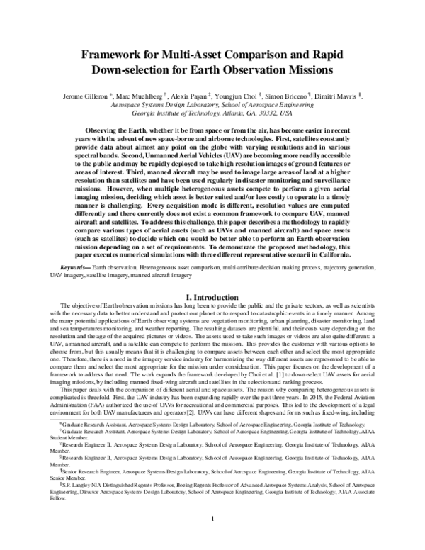 (PDF) Framework for Multi-Asset Comparison and Rapid Down-selection for ...