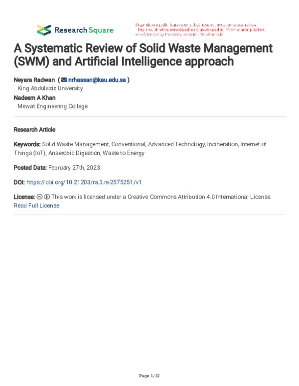 (PDF) A Systematic Review of Solid Waste Management (SWM) and ...