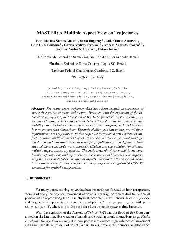 (PDF) MASTER: A multiple aspect view on trajectories